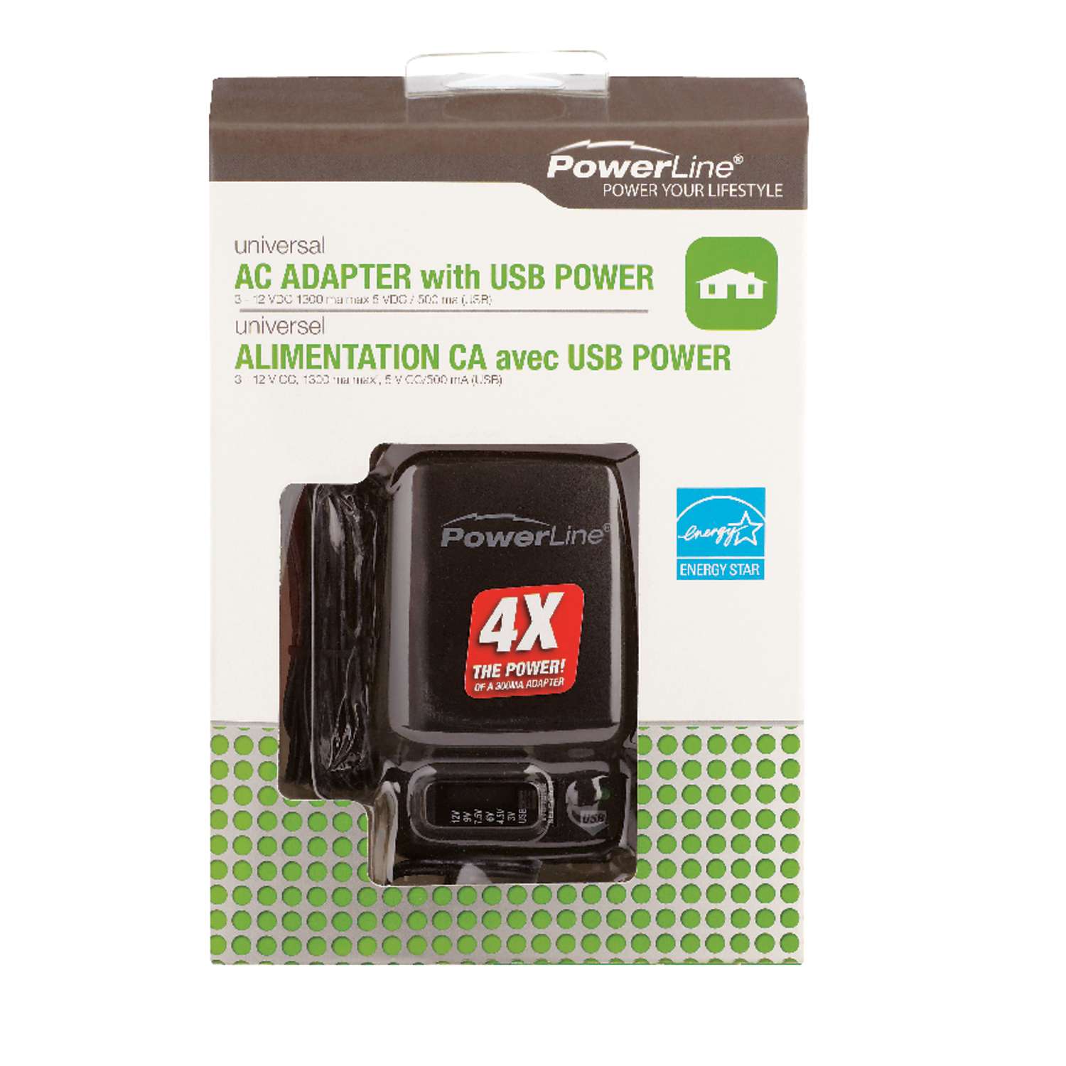 PowerLine 6 ft. L AC Adapter With USB 1 pk - Ace Hardware