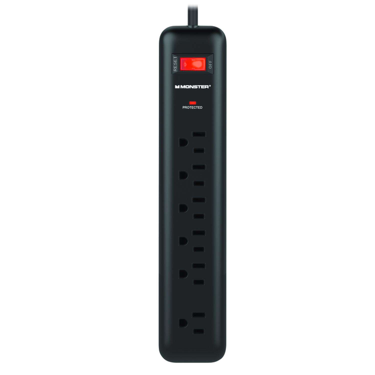Monster Just Power It Up 4 ft. L 6 outlets Surge Protector Black 1080 J ...