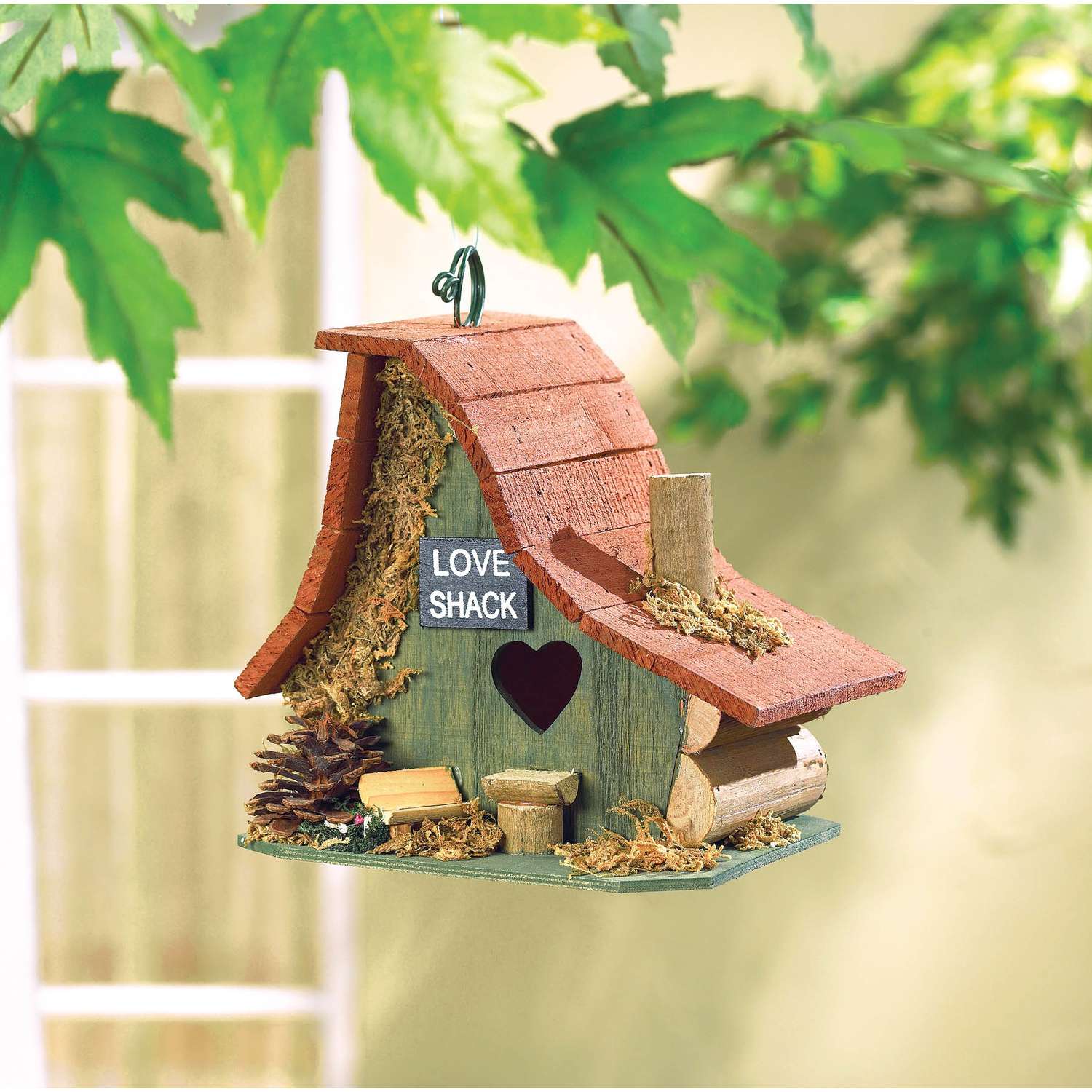 Songbird Valley Love Shack 8 in. H X 7 in. W X 7.8 in. L Wood Bird ...