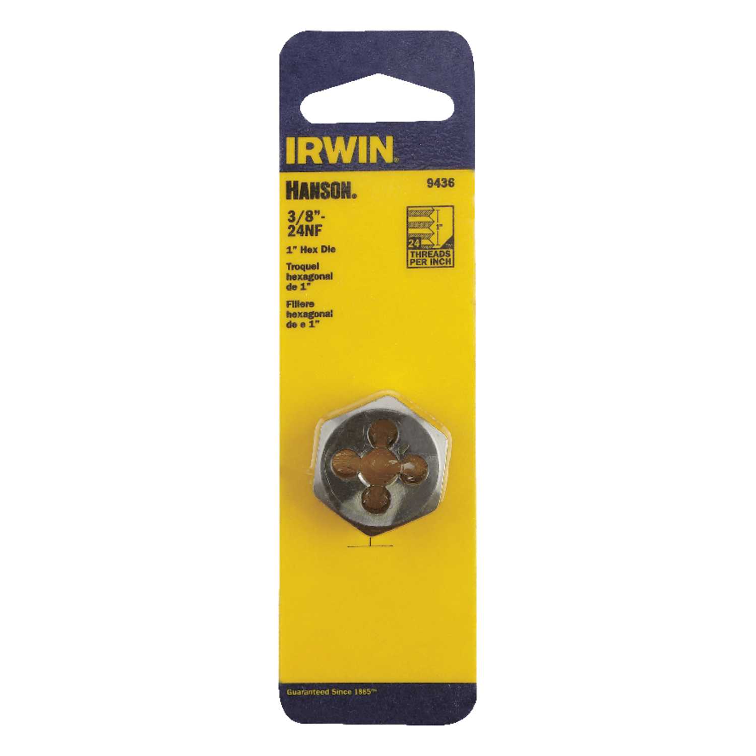 Irwin Hanson High Carbon Steel SAE Hexagon Die 3/8 in.-24NF 1 pc. - Ace ...