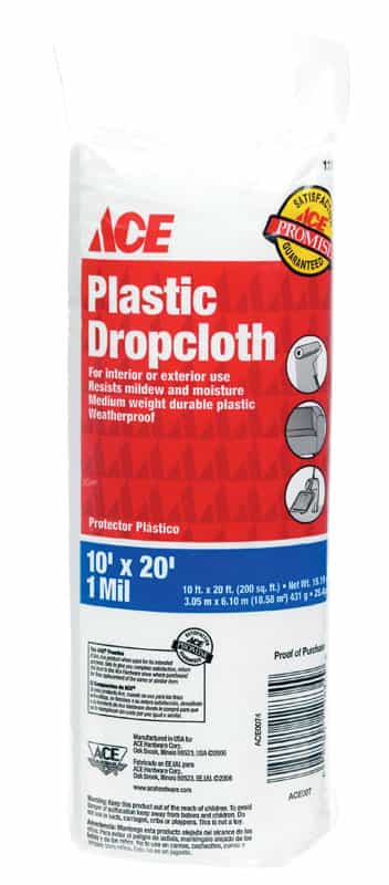 ACE 10 ft. W x 20 ft. L x 1 mil Plastic Drop Cloth 1 pk - Ace Hardware