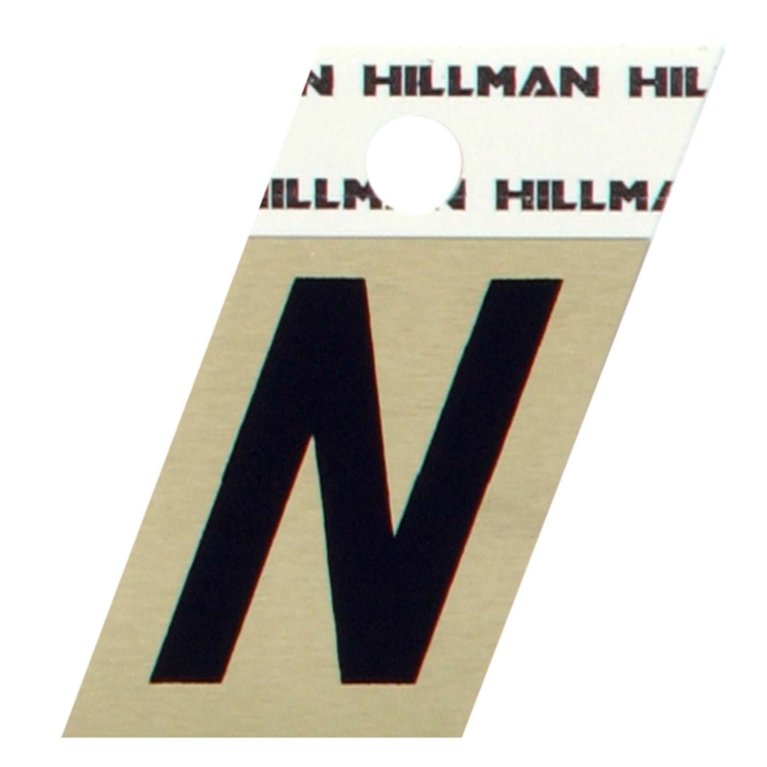 Hillman 1.5 in. Reflective Black Aluminum Self-Adhesive Letter N 1 pc ...
