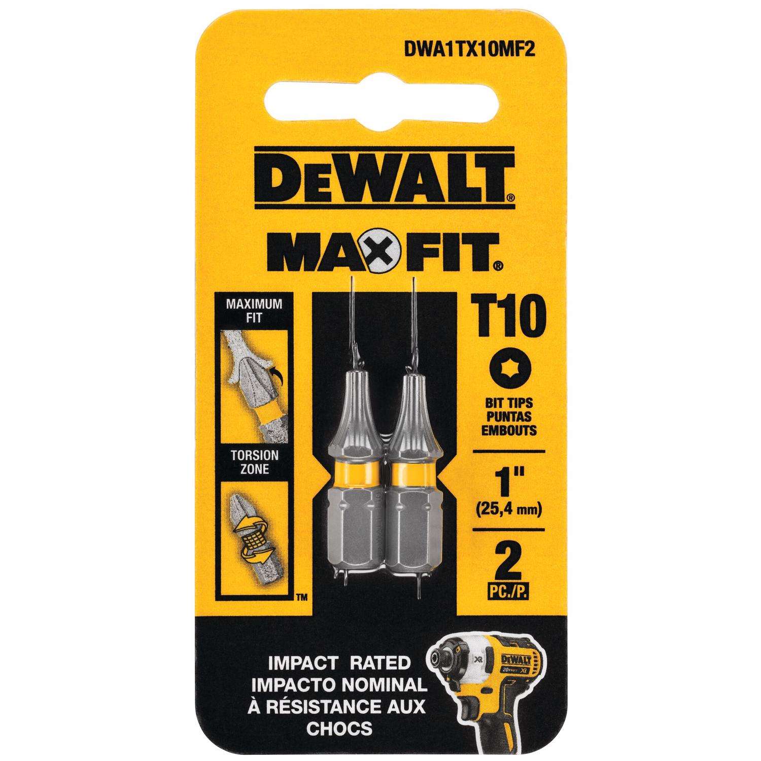 DeWalt Max Fit Torx #10 X 1 in. L Screwdriver Bit Set Steel 2 pk Mfr ...