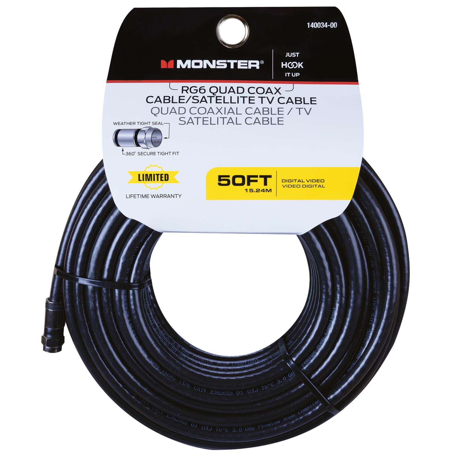 Monster Just Hook It Up 50 ft. Weatherproof Video Coaxial Cable - Ace ...