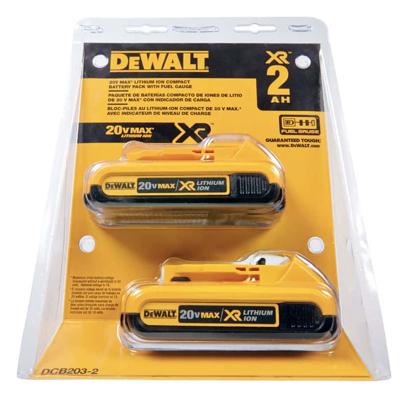 DeWalt 20V MAX XR 20 volt 2 Ah Lithium-Ion Compact Battery Combo Pack 2 ...