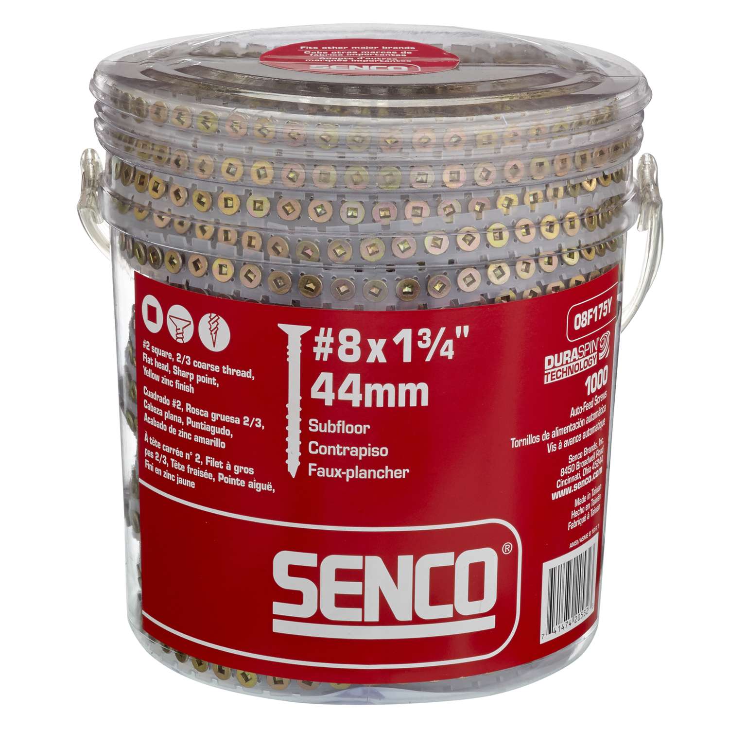 Senco DuraSpin No. 8 X 1-3/4 in. L Square Yellow Zinc Collated Wood ...