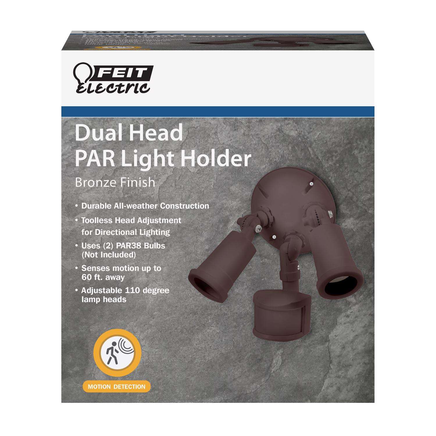 Feit Electric Motion-Sensing 180 deg Bronze Dual Floodlight Hardwired ...
