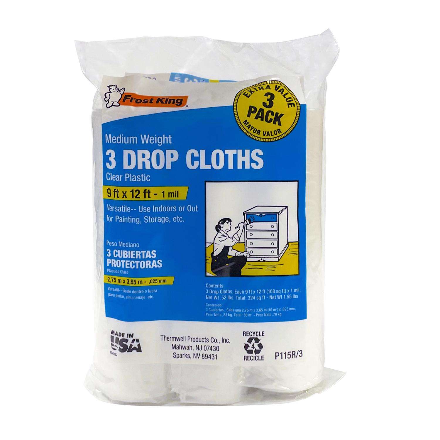 Frost King 9 ft. W X 12 ft. L X 1 mil Plastic Drop Cloth 3 pk Mfr ...
