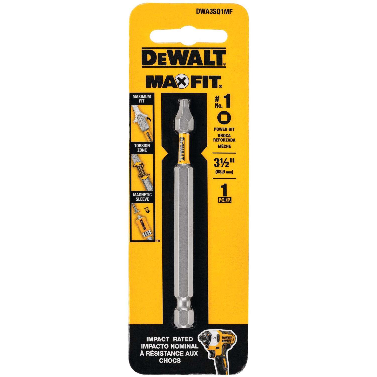 DeWalt Max Fit Square #1 X 3-1/2 in. L Screwdriver Bit S2 Tool Steel 1 ...