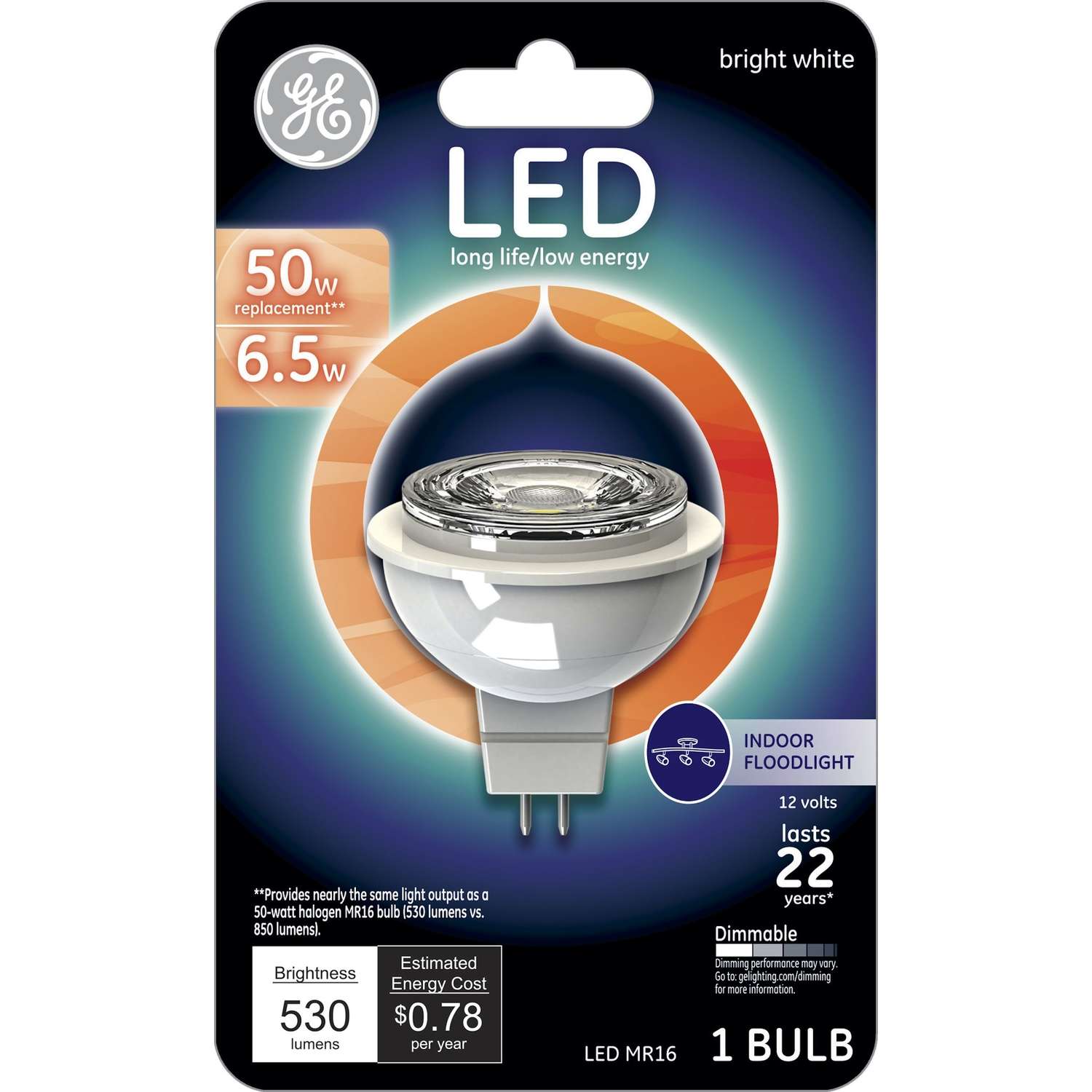 GE MR16 Bi-Pin LED Bulb Bright White 50 Watt Equivalence 1 pk - Ace ...