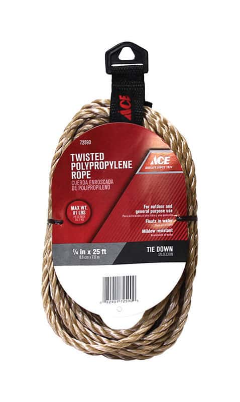 Ace 1/4 in. Dia. x 25 ft. L Brown Twisted Poly Rope - Ace Hardware