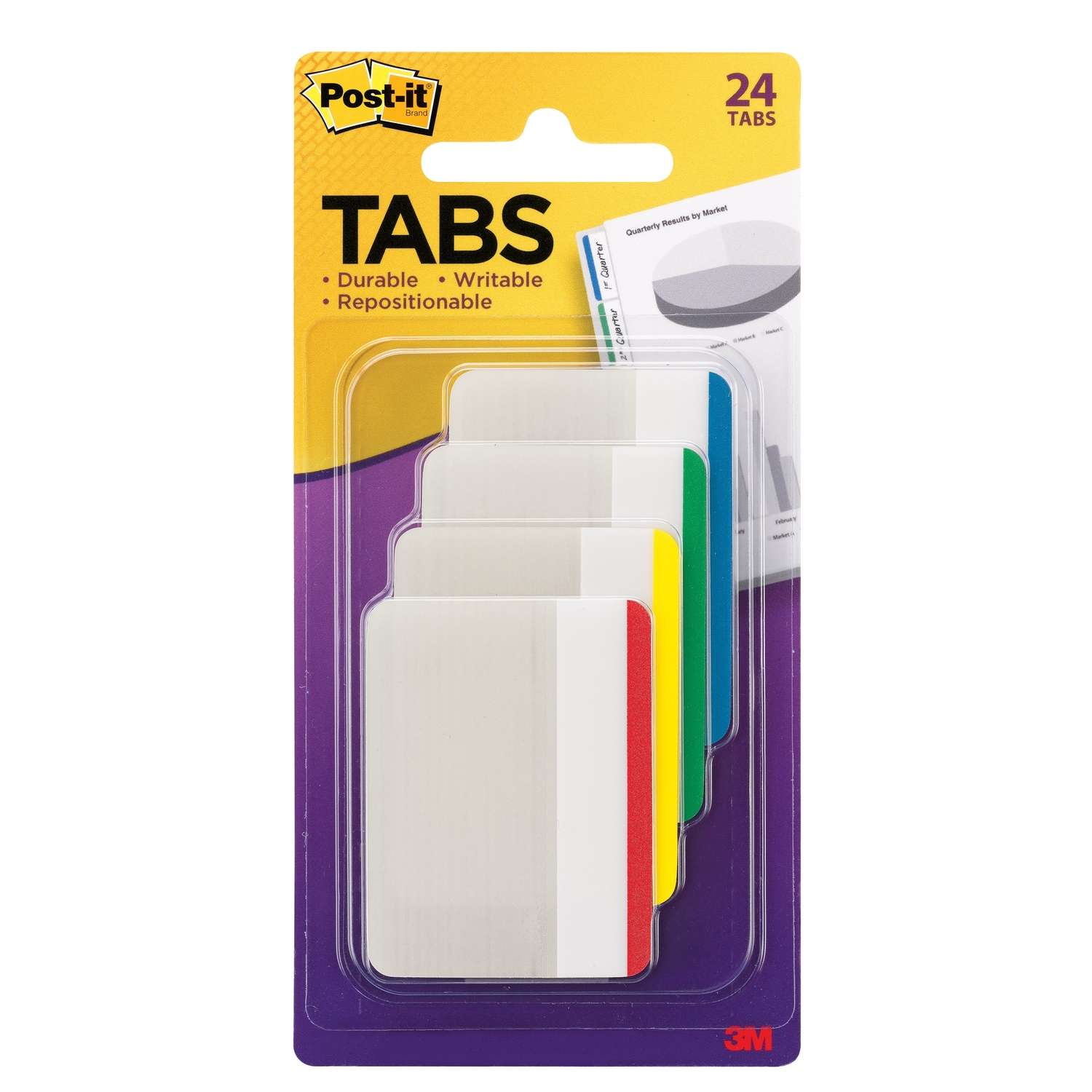 Post-It Tabs 2 in. W X 1.5 in. L Assorted Sticky Filing Tabs 4 pad ...