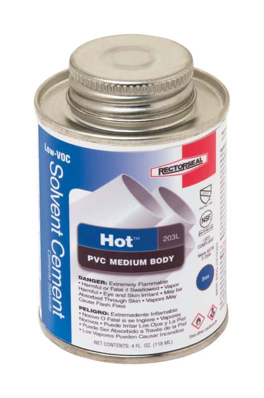 Rectorseal Hot Blue Solvent Cement For PVC 4 oz - Ace Hardware