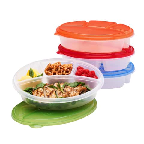 Bentgo Easy Lunch Boxes 4 compartments Assorted Lid, Clear Bottom Lunch ...