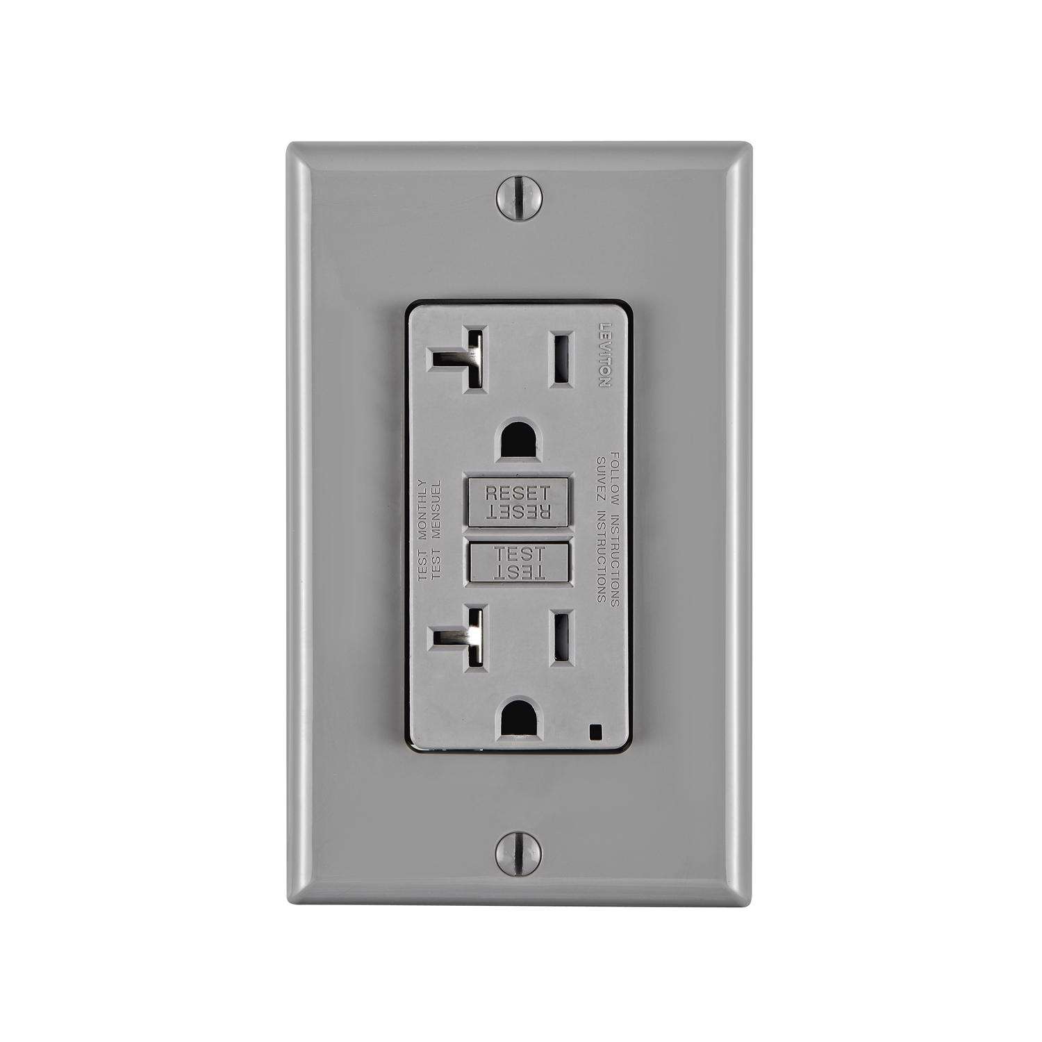 Leviton 20 amps 125 V Standard/Duplex Gray GFCI Outlet 5-20R 1 pk - Ace ...