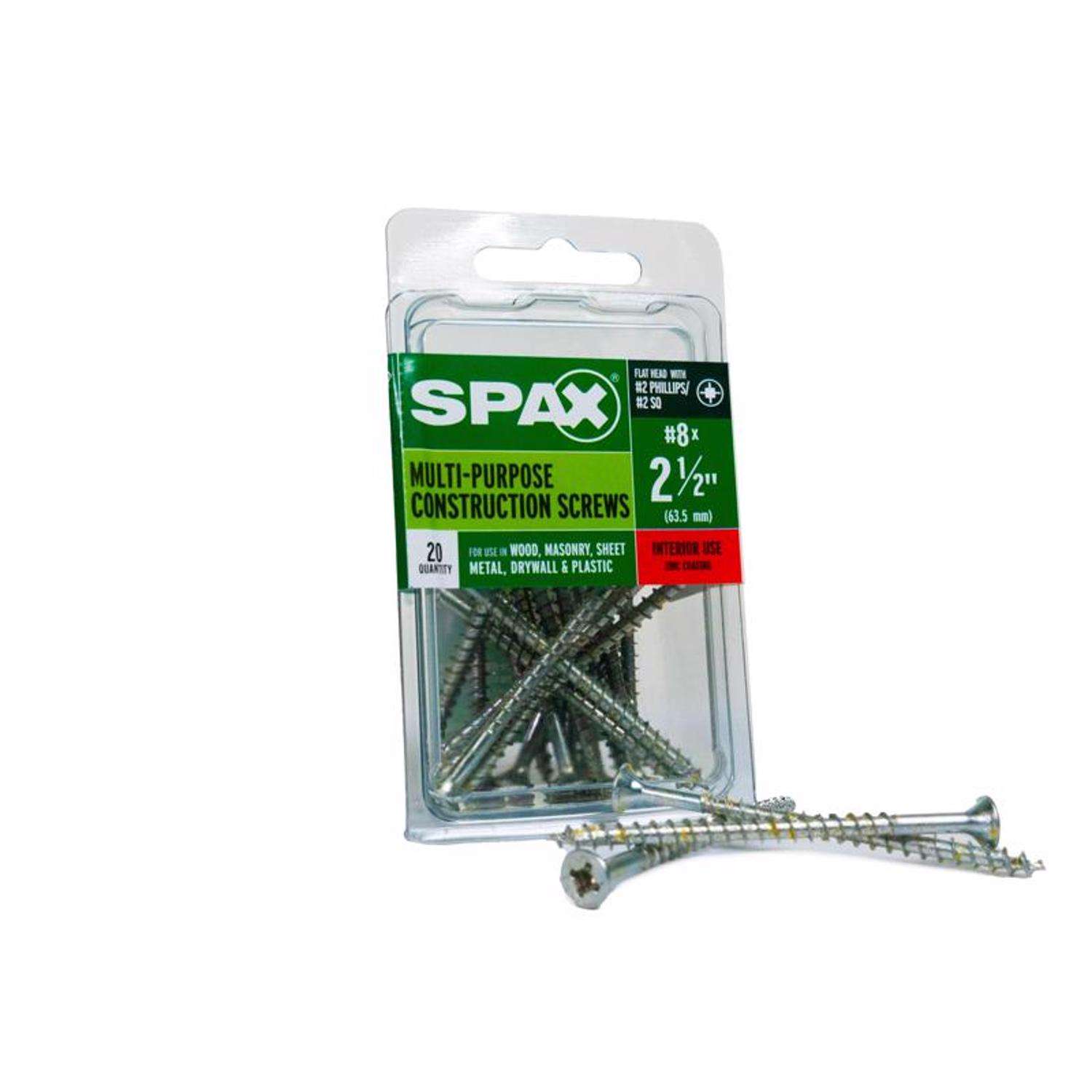 SPAX Multi-Material No. 8 in. X 2-1/2 in. L Phillips/Square Flat Head ...