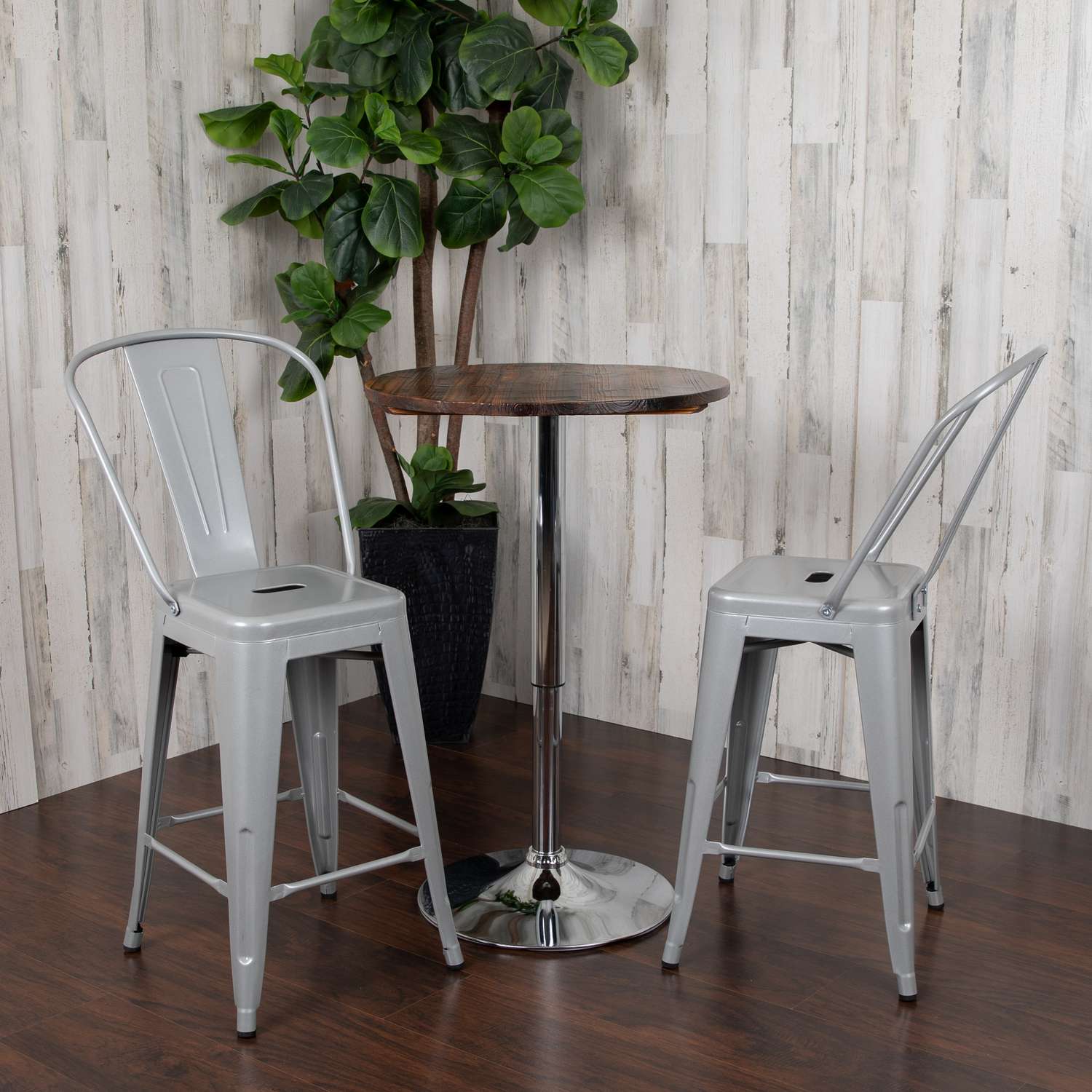 Flash Furniture 1 pc Silver Galvanized Steel Contemporary Bar Stool Mfr ...