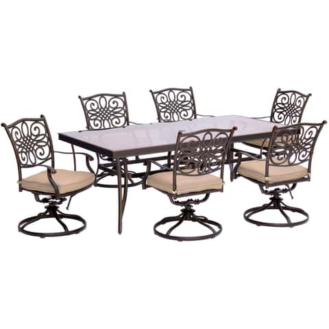 Hanover Traditions 7 pc Bronze Aluminum Traditional Dining Set Tan ...