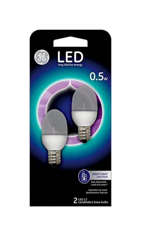 GE C7 E12 (Candelabra) LED Bulb White 5 Watt Equivalence 2 pk - Ace ...