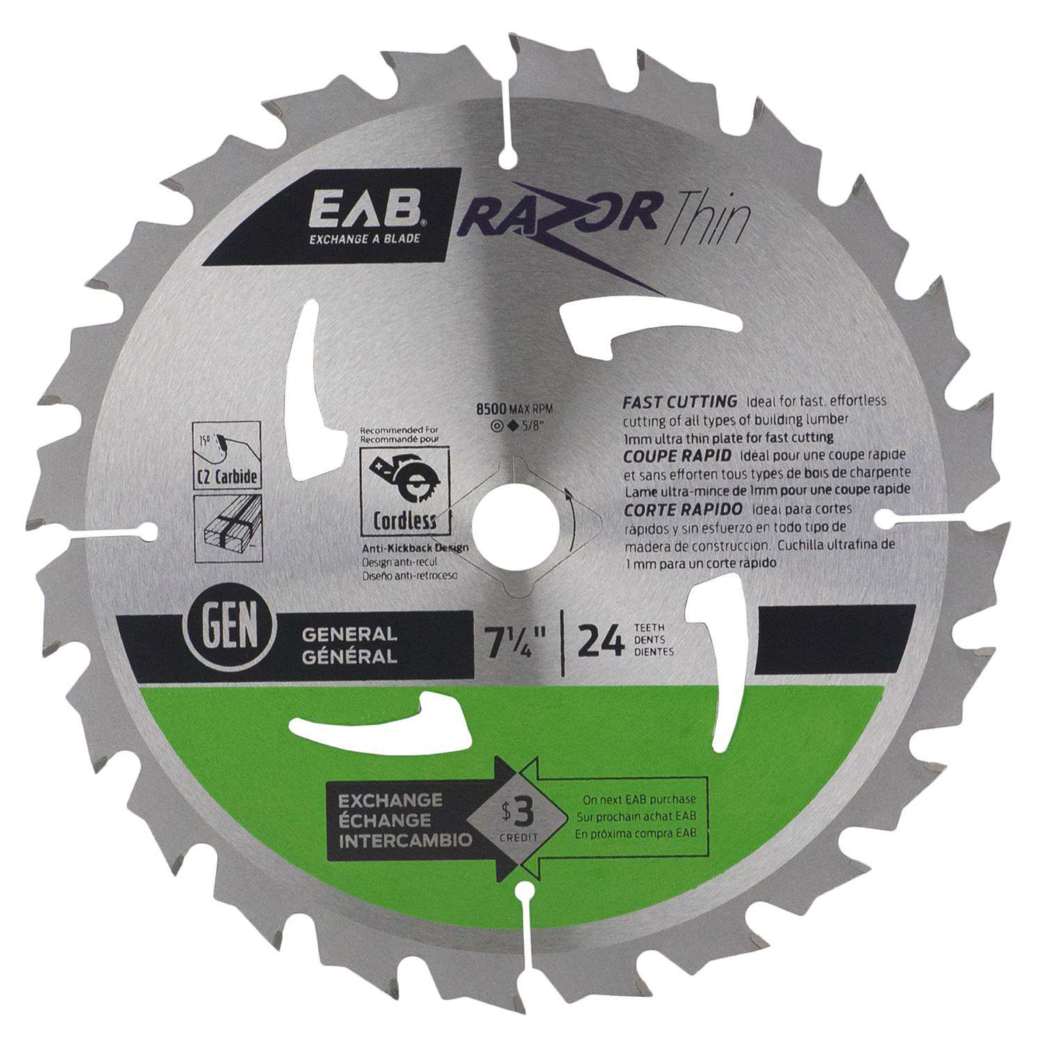 Exchange-A-Blade Razor Thin 7-1/4 in. D X 5/8 in. Carbide Framing Saw ...