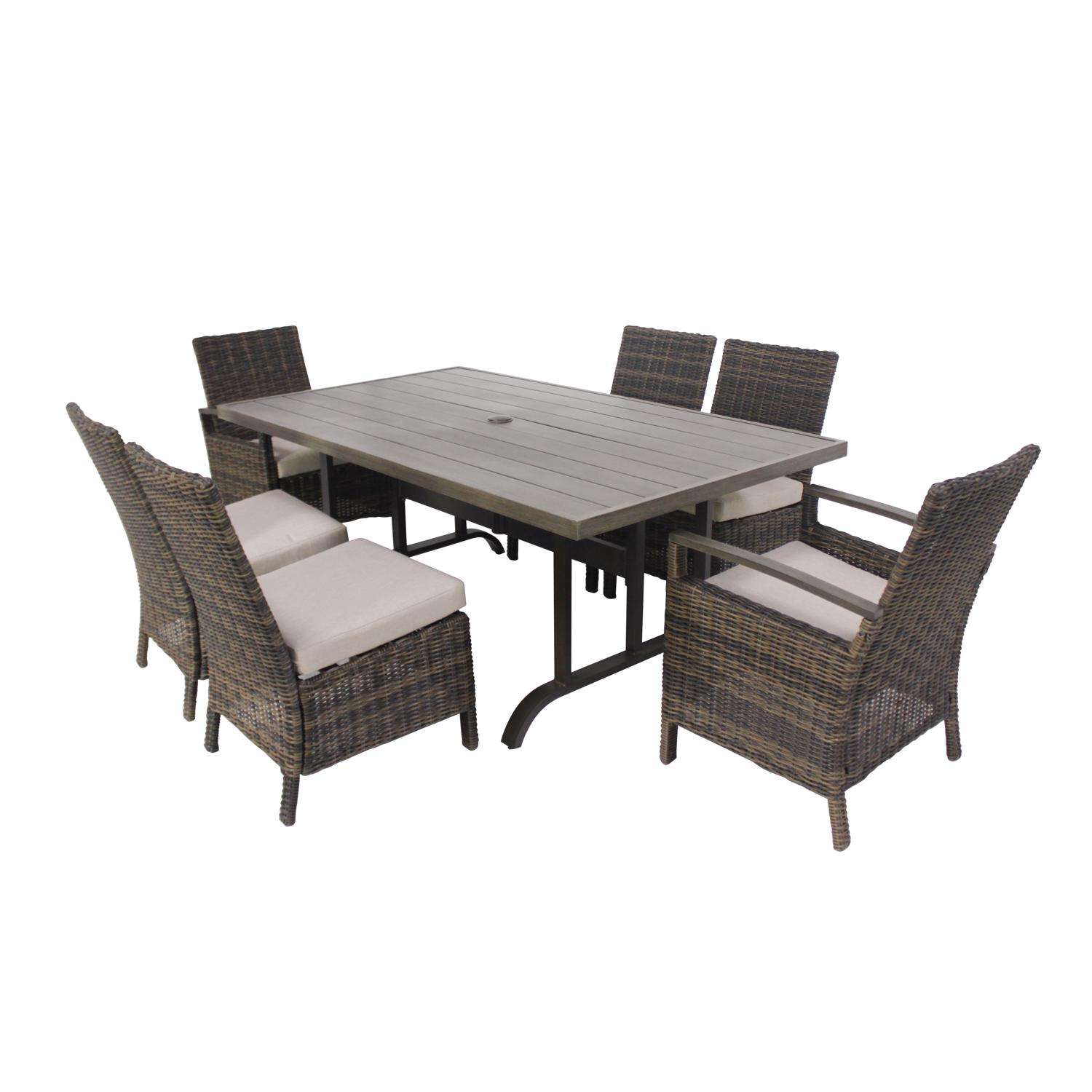 Living Accents Wilmette 7 pc Black Aluminum Classic Dining Set Beige ...