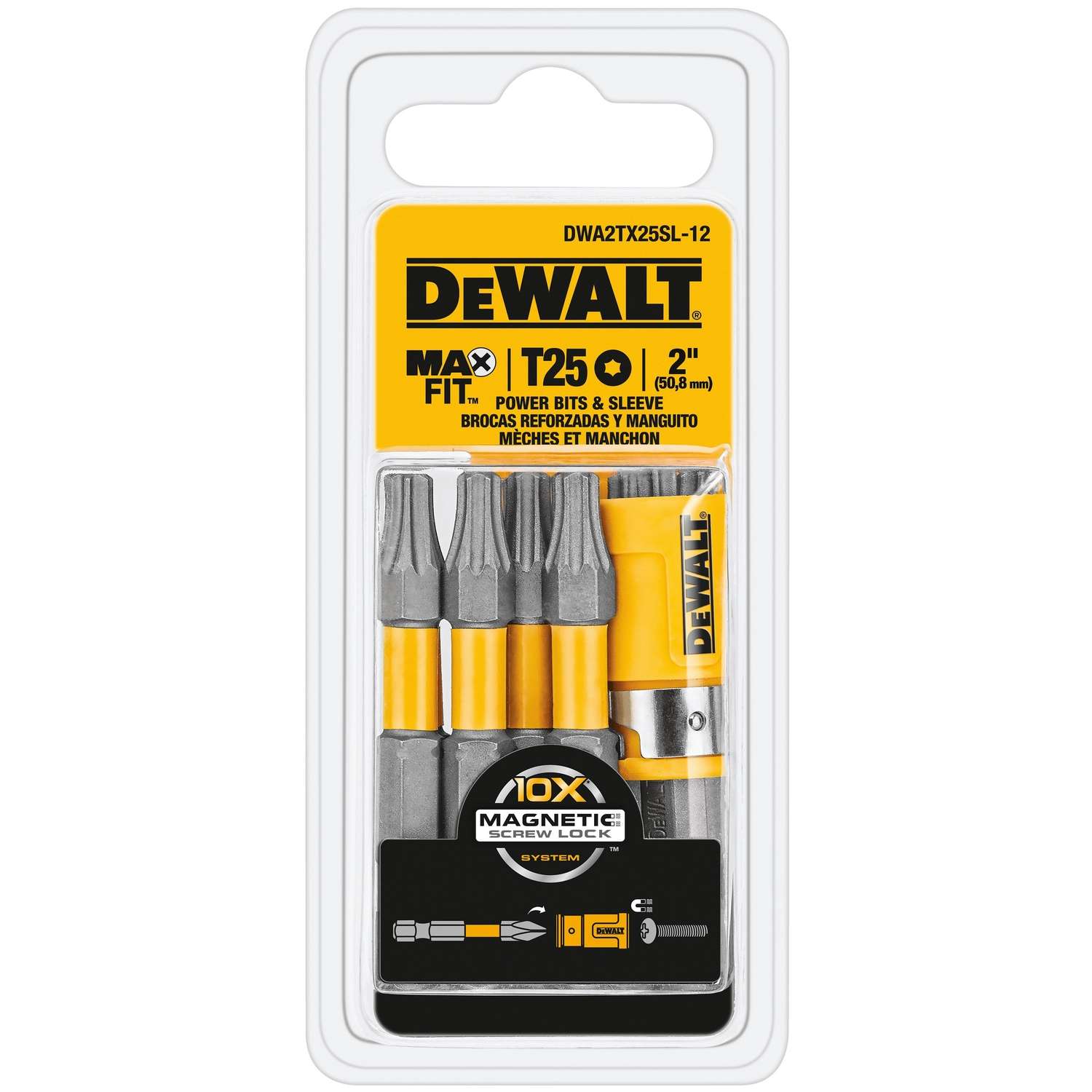 DeWalt Max Fit Torx T25 X 2 in. L Power Bit and Sleeve Set S2 Tool ...