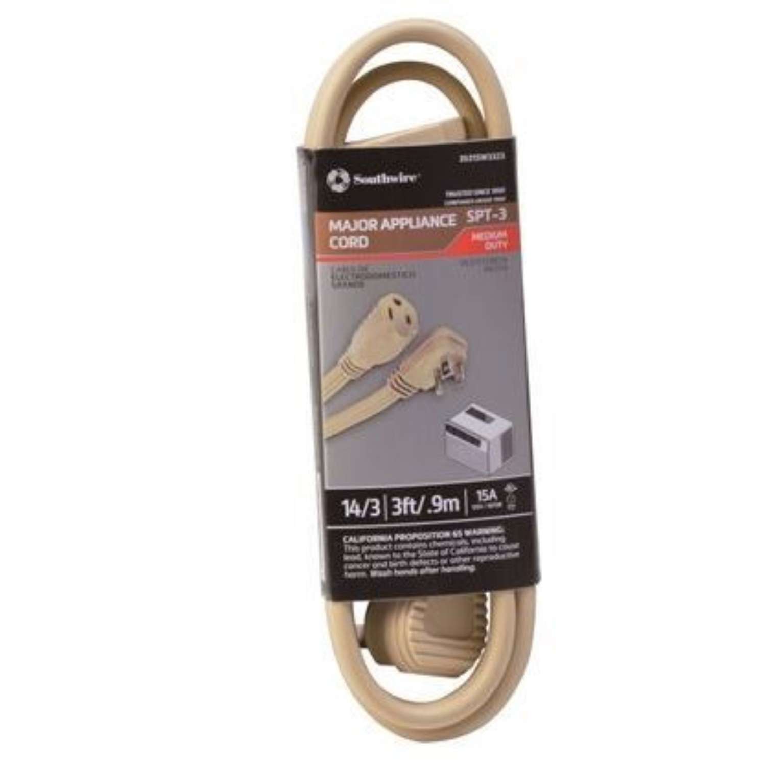 Southwire Indoor 3 ft. L Beige Extension Cord 14/3 SPT-3 - Ace Hardware