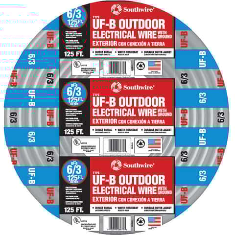 Southwire 125 ft. 6/3 Stranded Type UF-B WG Underground Feeder Cable ...