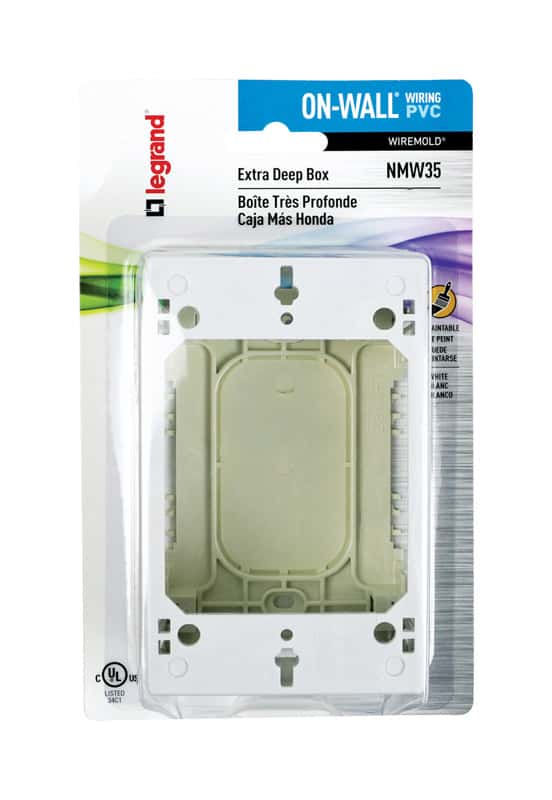Wiremold 4.75 in. Rectangle PVC 1 gang Outlet Box White - Ace Hardware