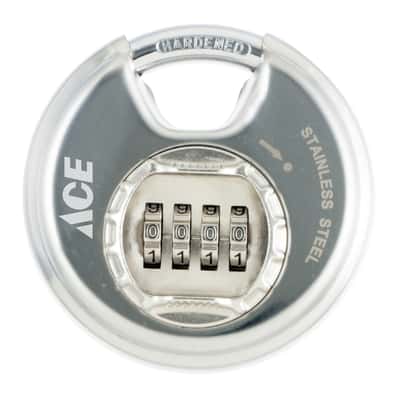 Ace 3.18 in. H x 3.25 in. W Stainless Steel Pin Cylinder Disk Padlock 1 ...
