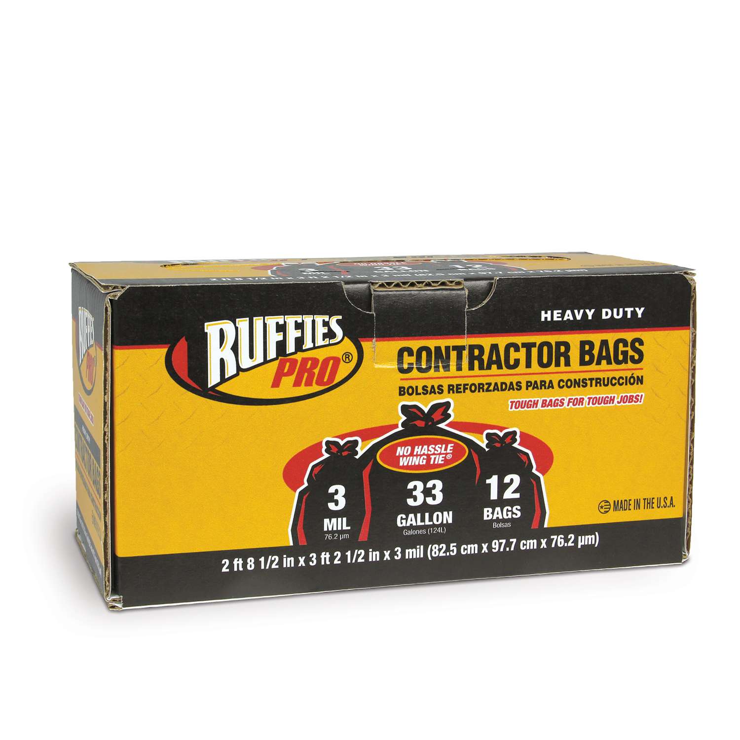 Ruffies 33 gal Contractor Bags Wing Ties 12 pk 3 mil - Ace Hardware