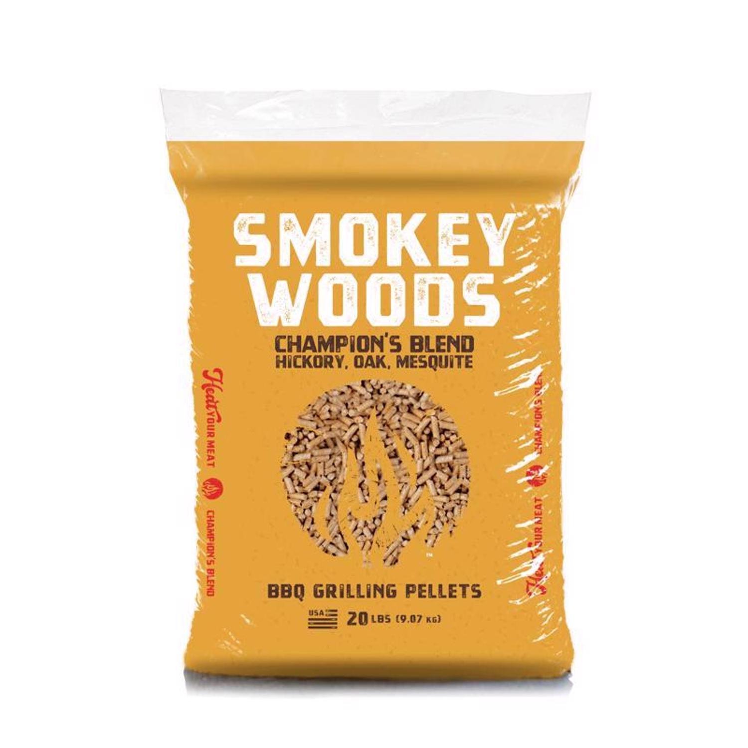 Smokey Woods Hardwood Pellets All Natural Hickory/Mesquite/Oak 20 lb ...