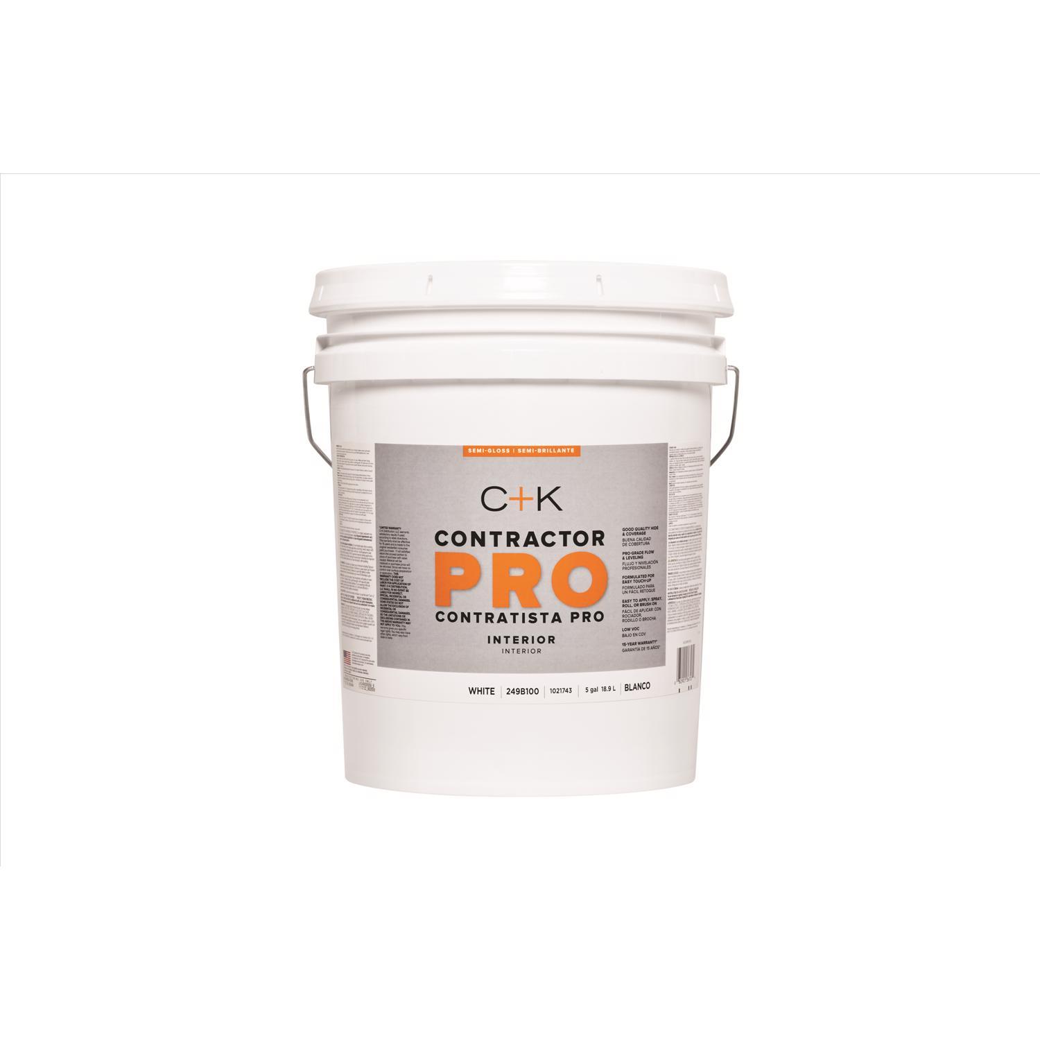 C+K Contractor Pro Semi-Gloss White Water-Based Paint Interior 5 gal ...