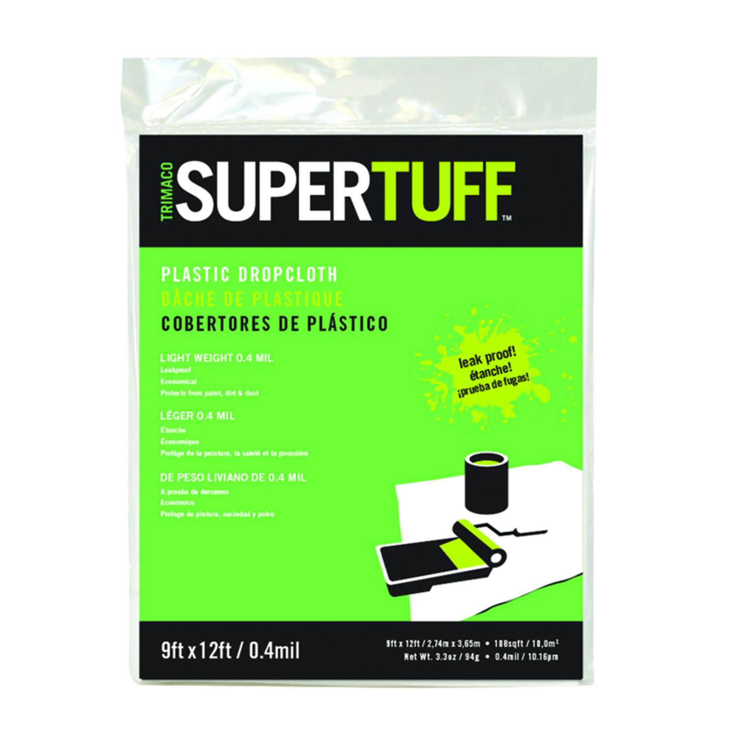 Trimaco SuperTuff 9 ft. W X 12 ft. L X 0.4 mil Plastic Drop Cloth 1 pk ...