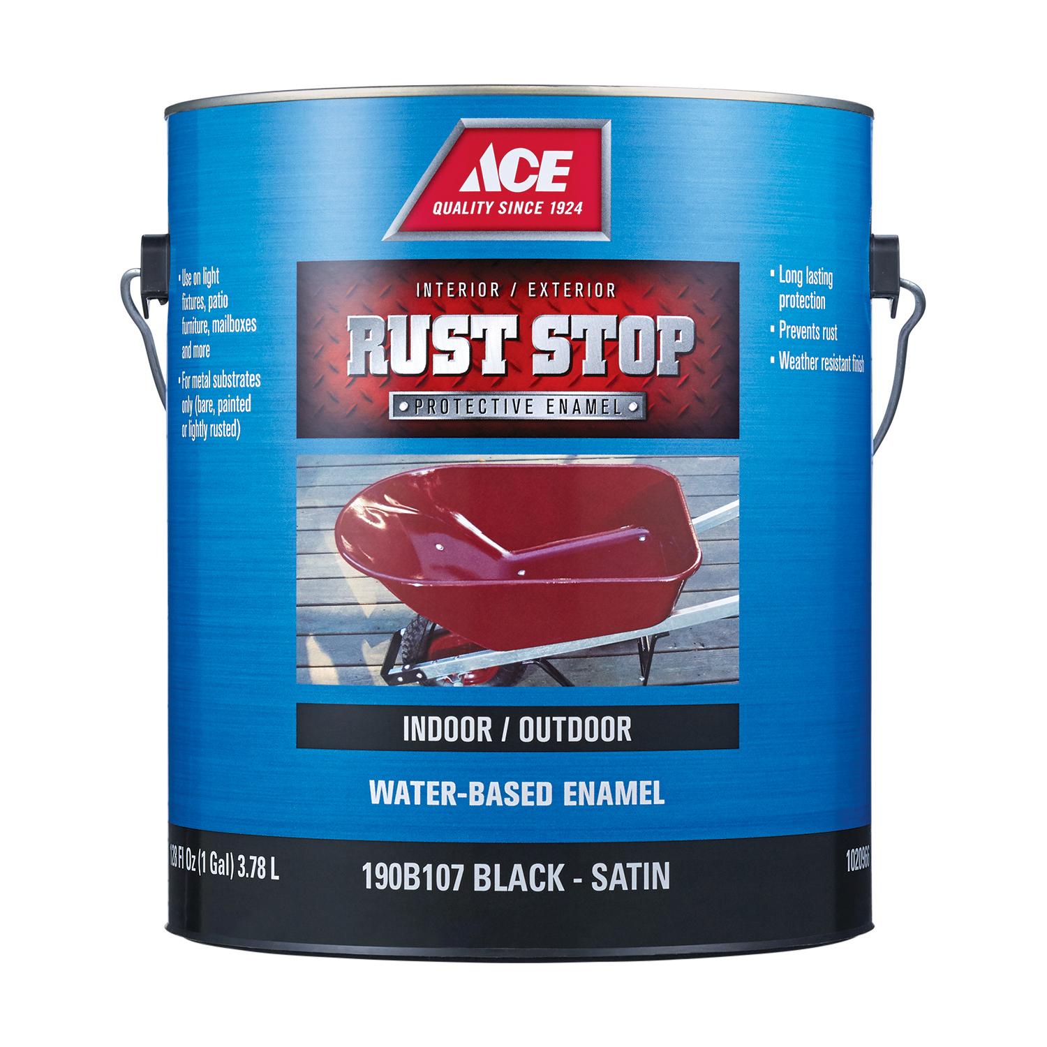 Ace Rust Stop Indoor / Outdoor Satin Black Water-Based Enamel Rust ...