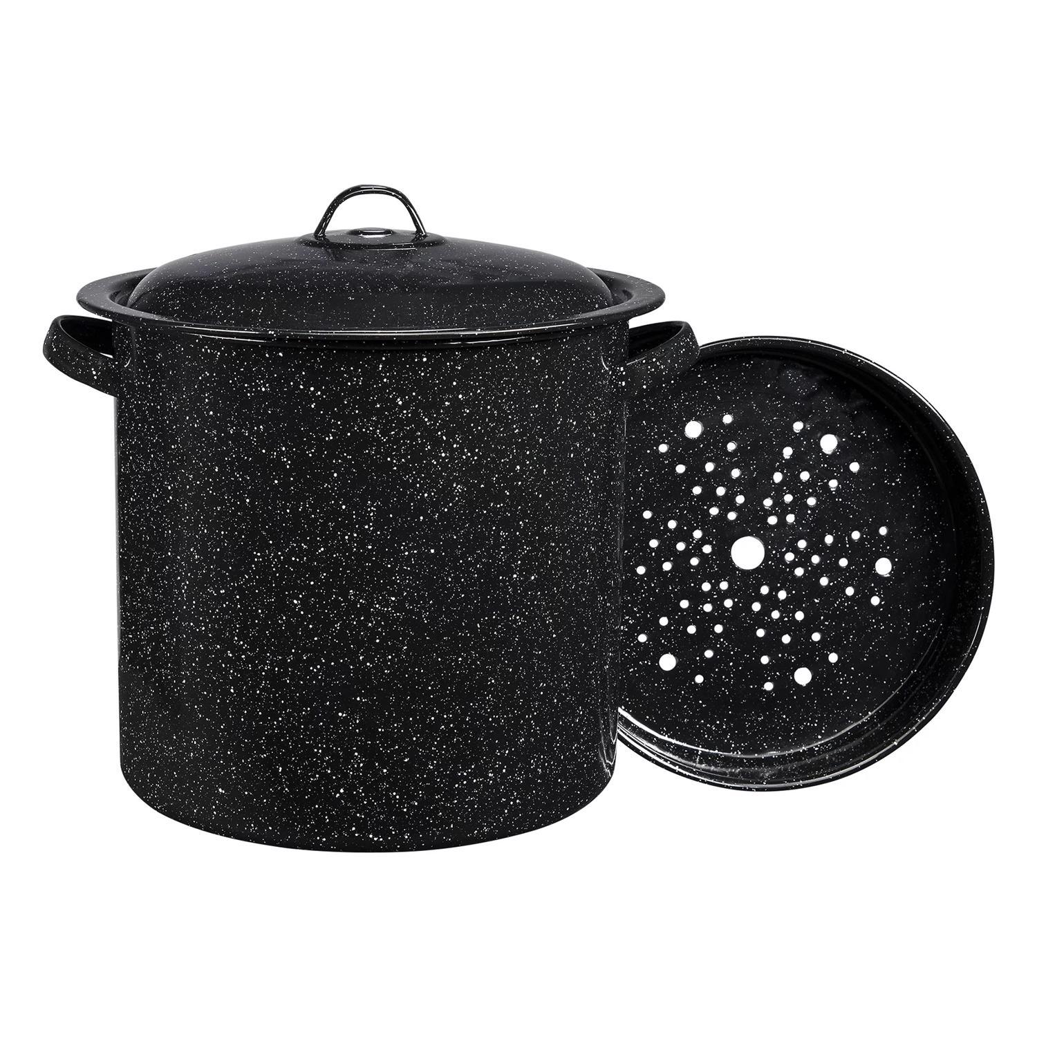 Granite Ware Porcelain Enamel Steamer Pot 34 qt Black - Sansujyuku