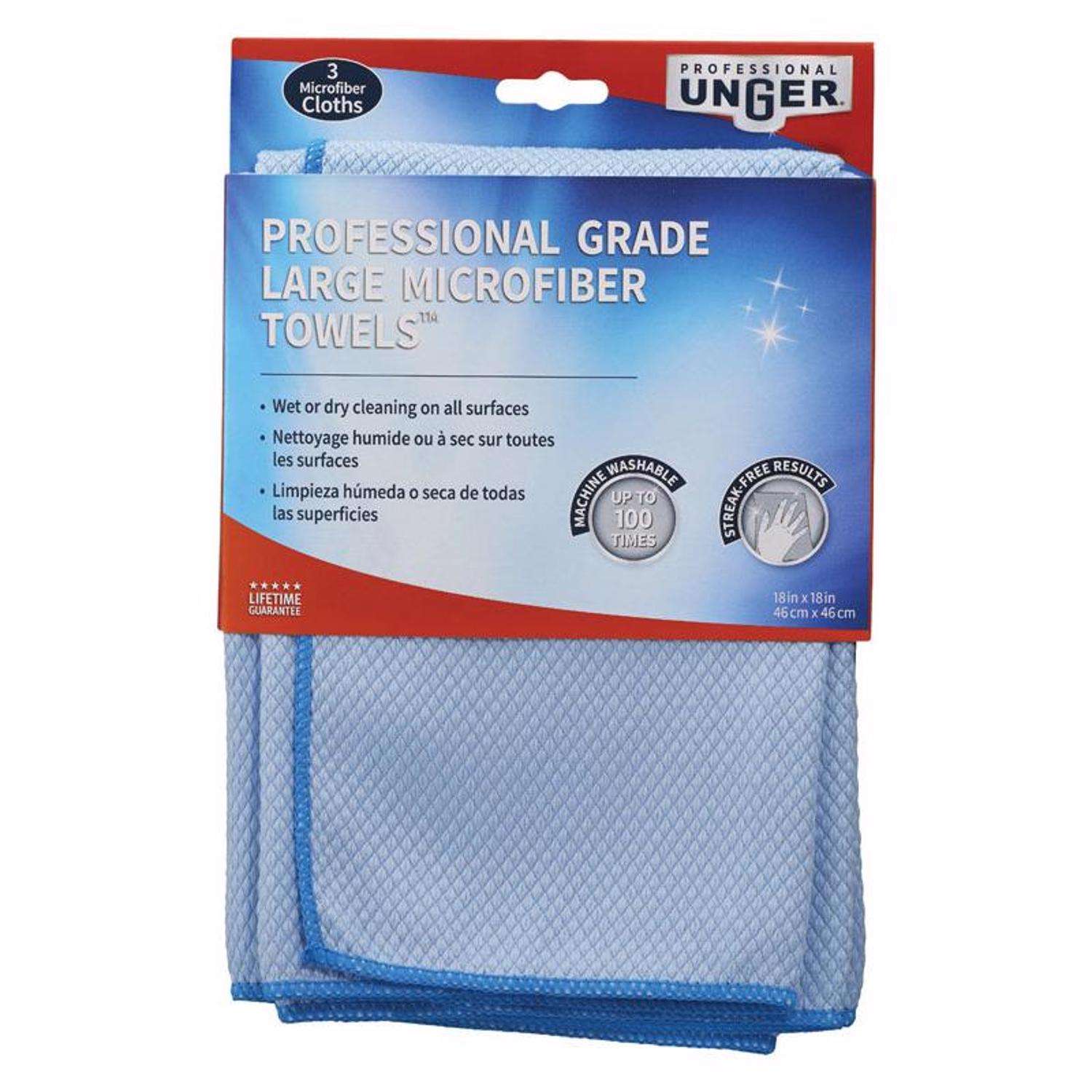 Unger Professional Grade Microfiber Cleaning Towel 18 in. W X 18 in. L ...