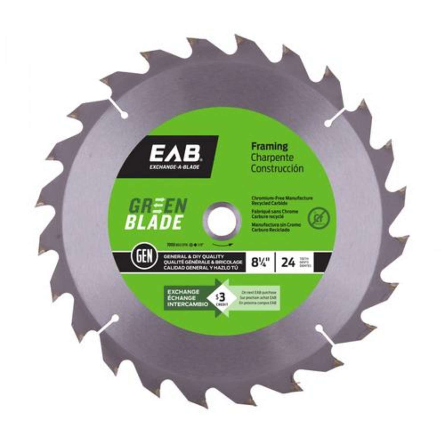 Exchange-A-Blade 8-1/4 in. D X 5/8 in. Carbide Framing Saw Blade 24 ...