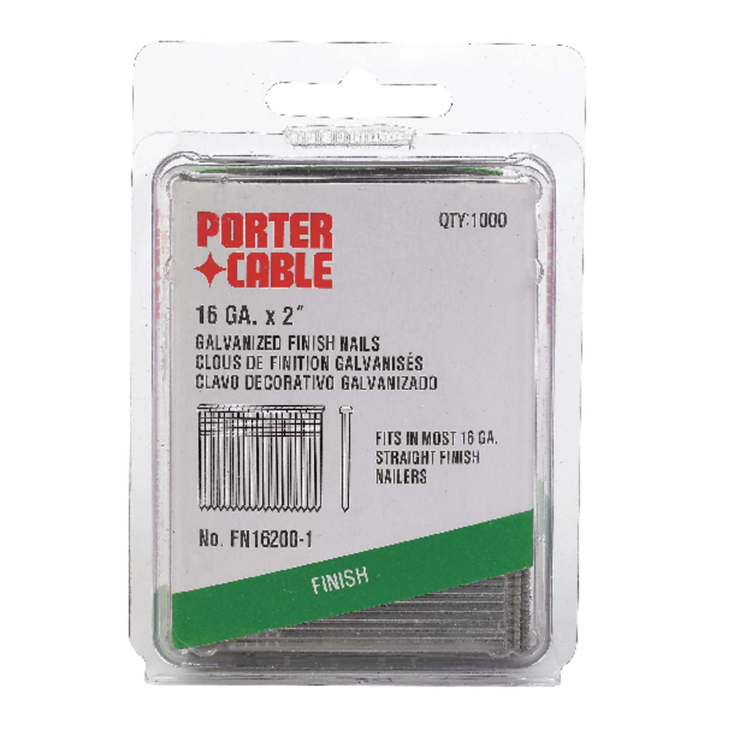Porter Cable 2 in. 16 Ga. Straight Strip Galvanized Finish Nails 1,000 ...