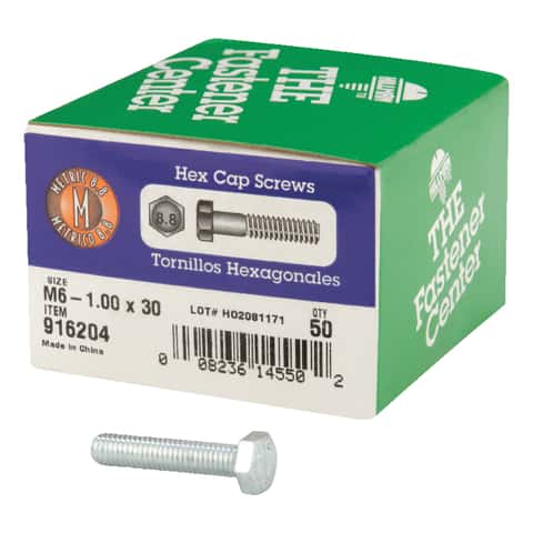 Hillman M6-1.00 mm D X 30 mm L Heat Treated Steel Hex Head Cap Screw 50 ...
