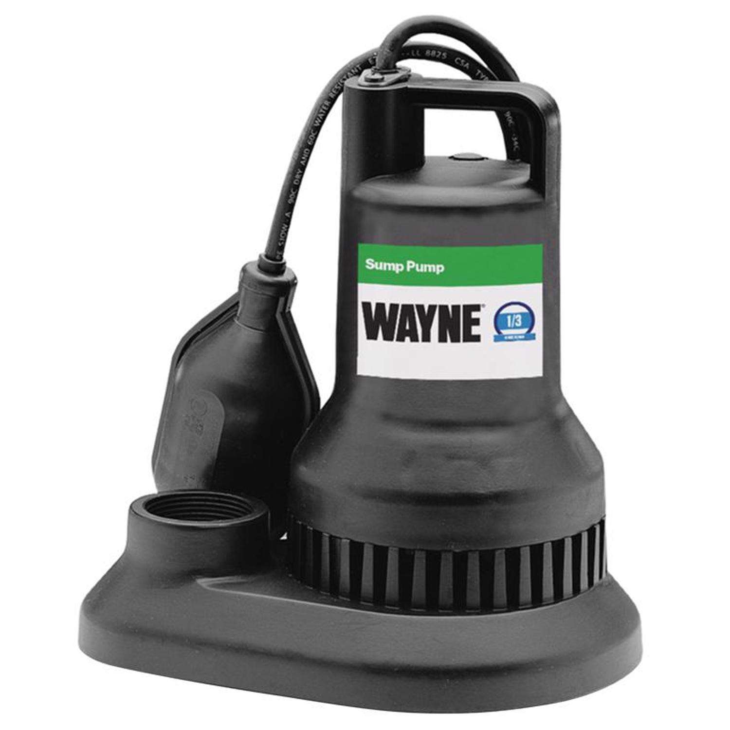 Wayne 1 3 Hp 3 000 Gph Thermoplastic Tethered Float Switch Ac Sump Pump