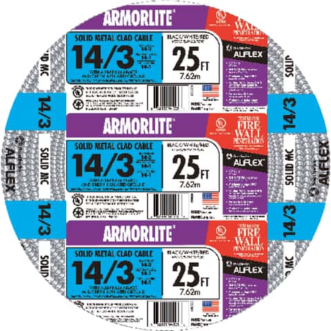 Southwire Armorlite 25 ft. 14/3 Solid Aluminum Armored MC Cable - Ace ...