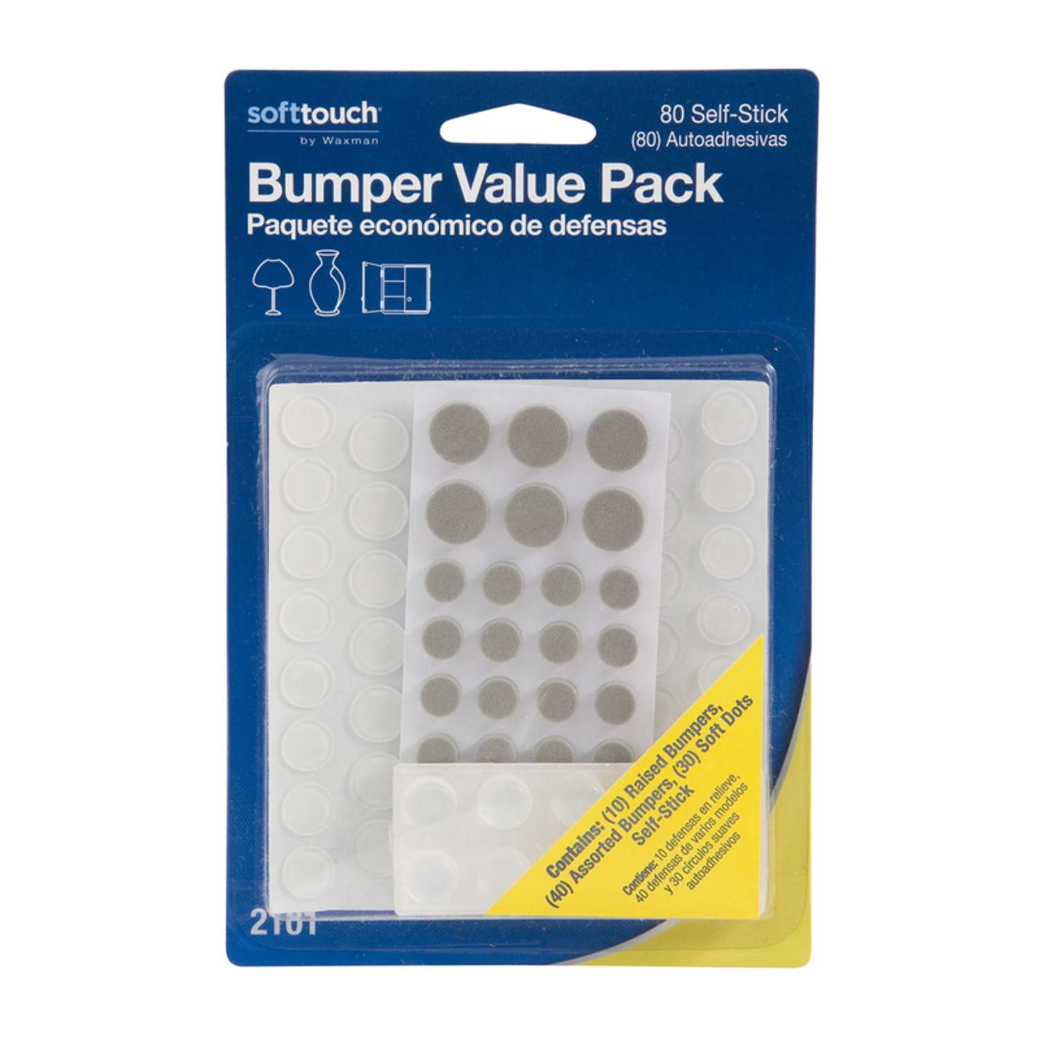 Softtouch Plastic Self Adhesive Protective Pad Round Assorted in. W 80 ...