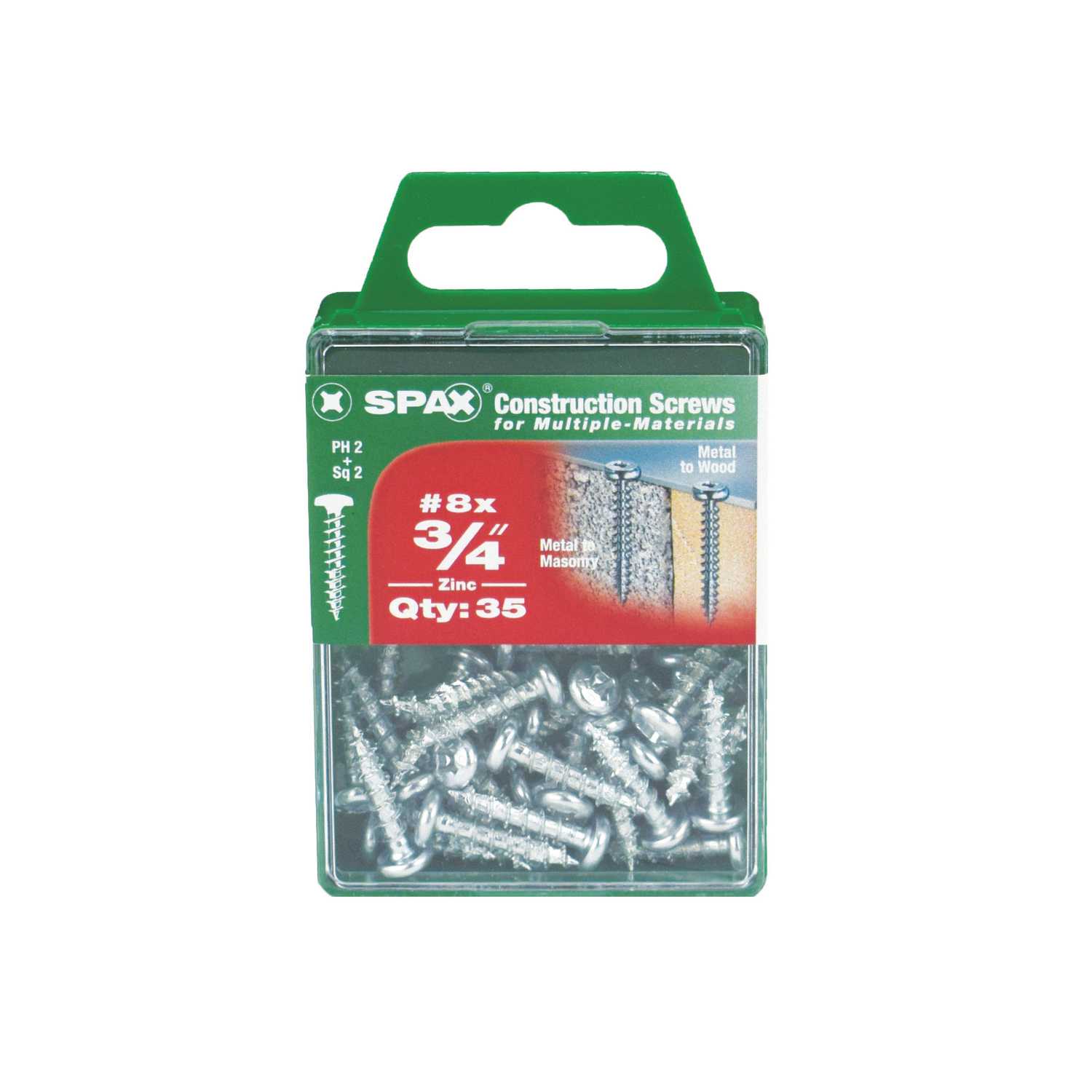 SPAX No. 8 x 3/4 in. L Phillips/Square Zinc-Plated Multi-Purpose Screws ...
