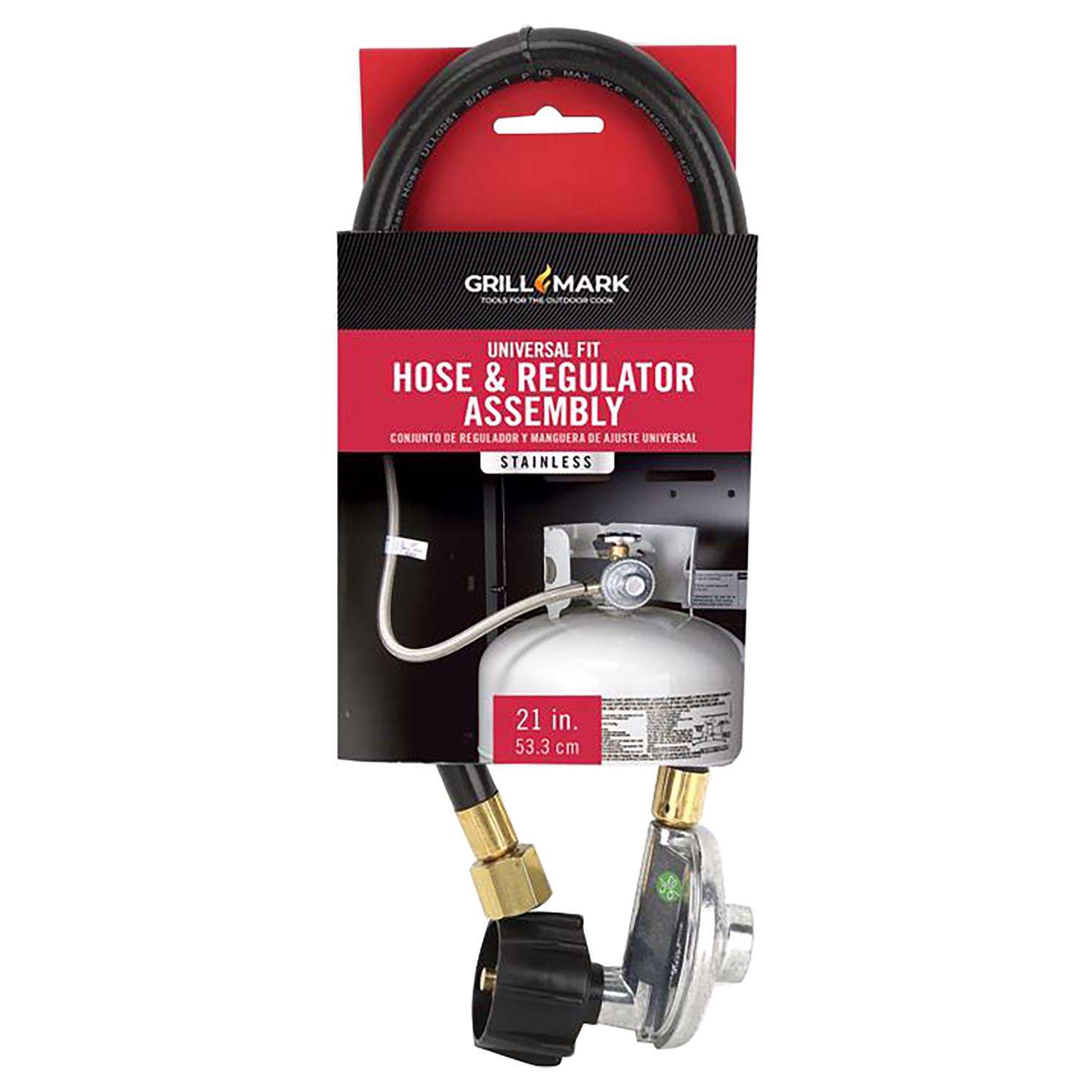 Grill Mark Stainless Steel Gas Line Hose and Regulator 21 in. L For ...