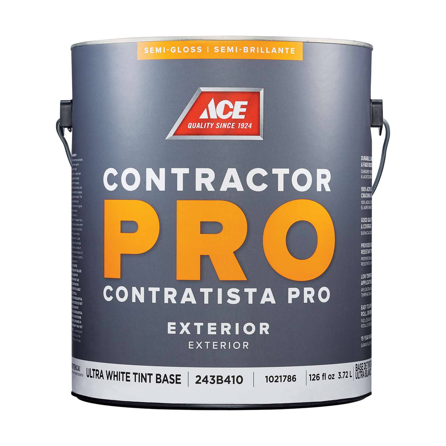 Ace Contractor Pro Semi-Gloss Tint Base Ultra White Base Paint Exterior ...