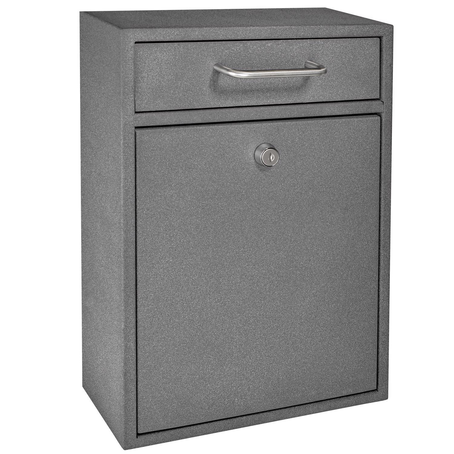 Mail Boss Olympus Modern Galvanized Steel Wall Mount Gray Drop Box ...