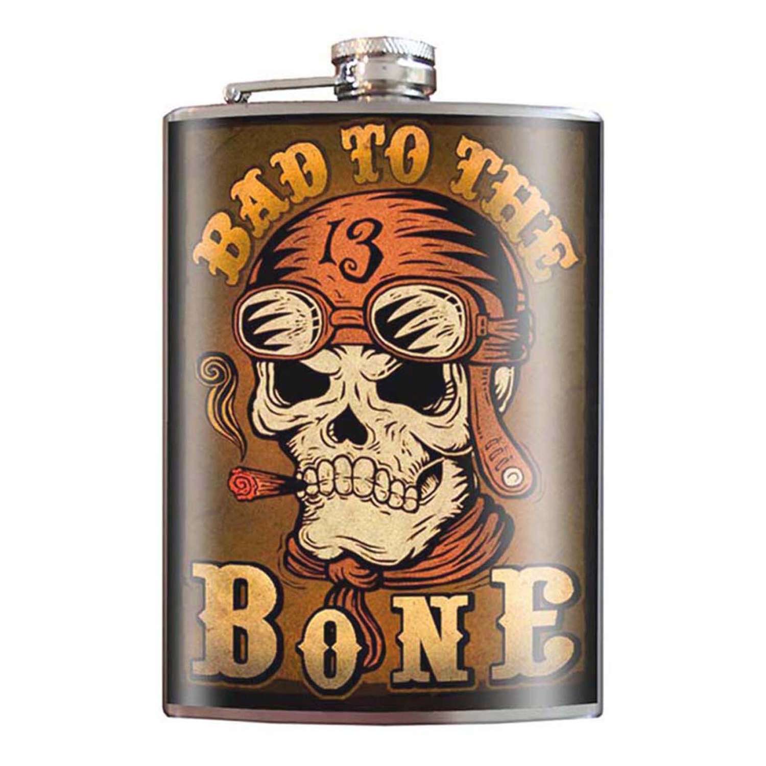 Trixie & Milo Bad to the Bone 8 oz Multicolored Stainless Steel Flask ...