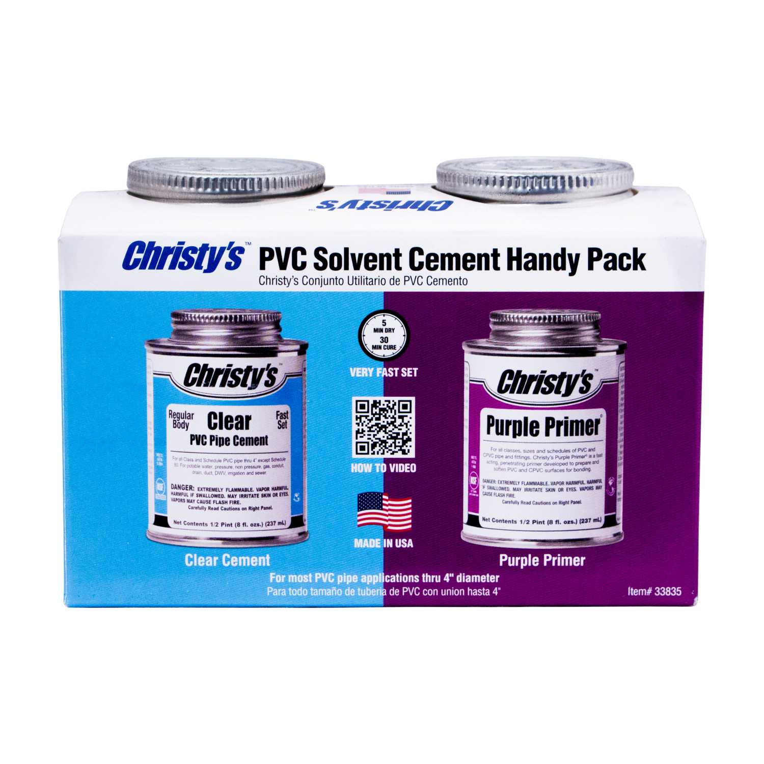 Christys Handy Pack Clear/Purple Primer and Cement For CPVC/PVC 2 oz ...