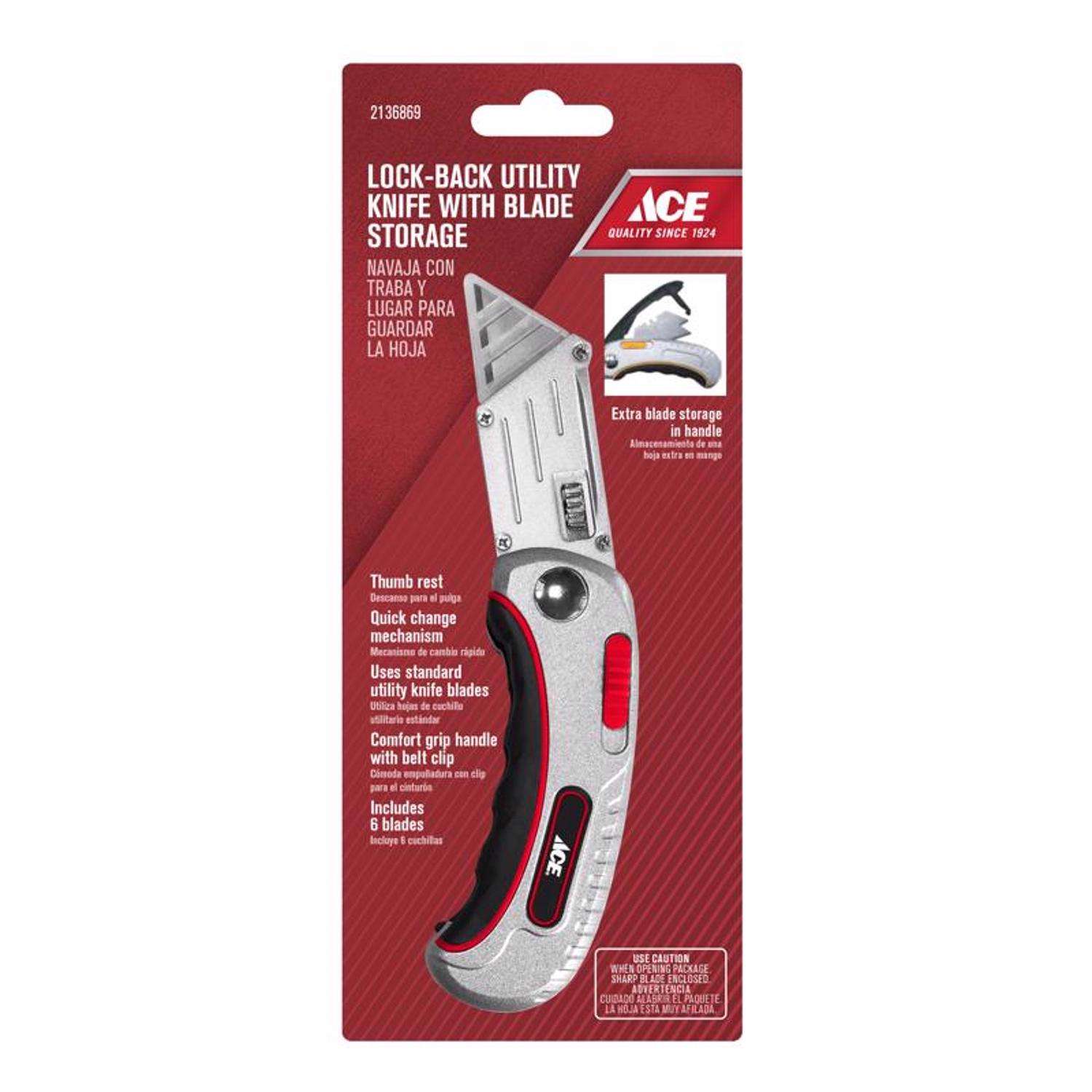 Ace 6-1/2 in. Lockback Utility Knife Black 1 pk - Ace Hardware